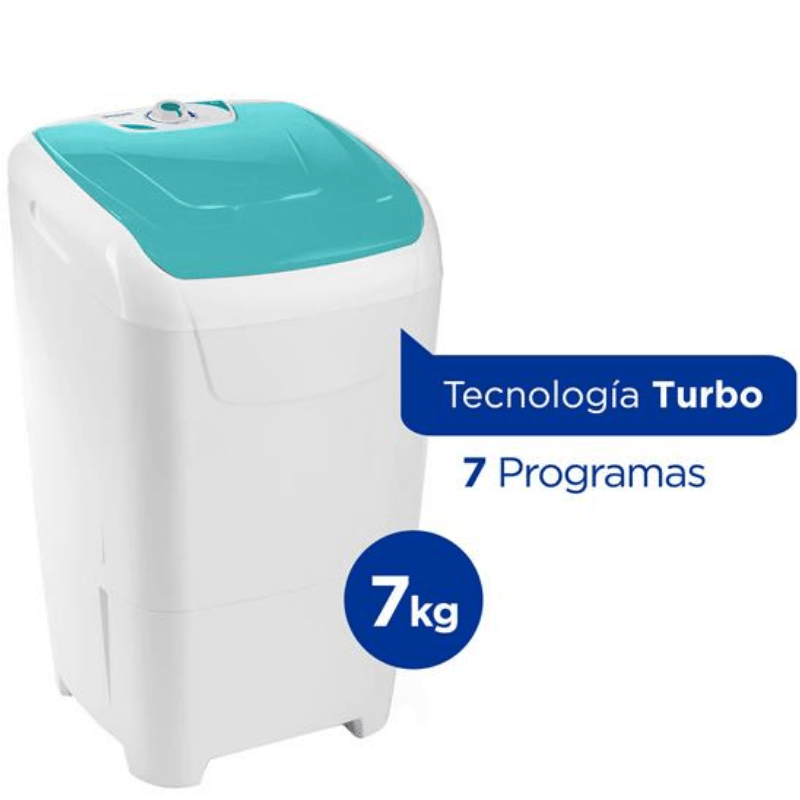 LAVARROPAS COLUMBIA SEMIAUTOMATICO 7Kg BLANCO TURQUESA LSC-7000