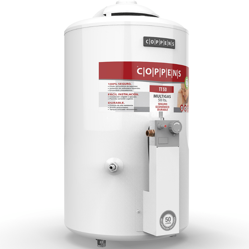 TERMOTANQUE COPPENS 50L MULTIGAS DE PIE/COLGAR CONEXION SUPERIOR