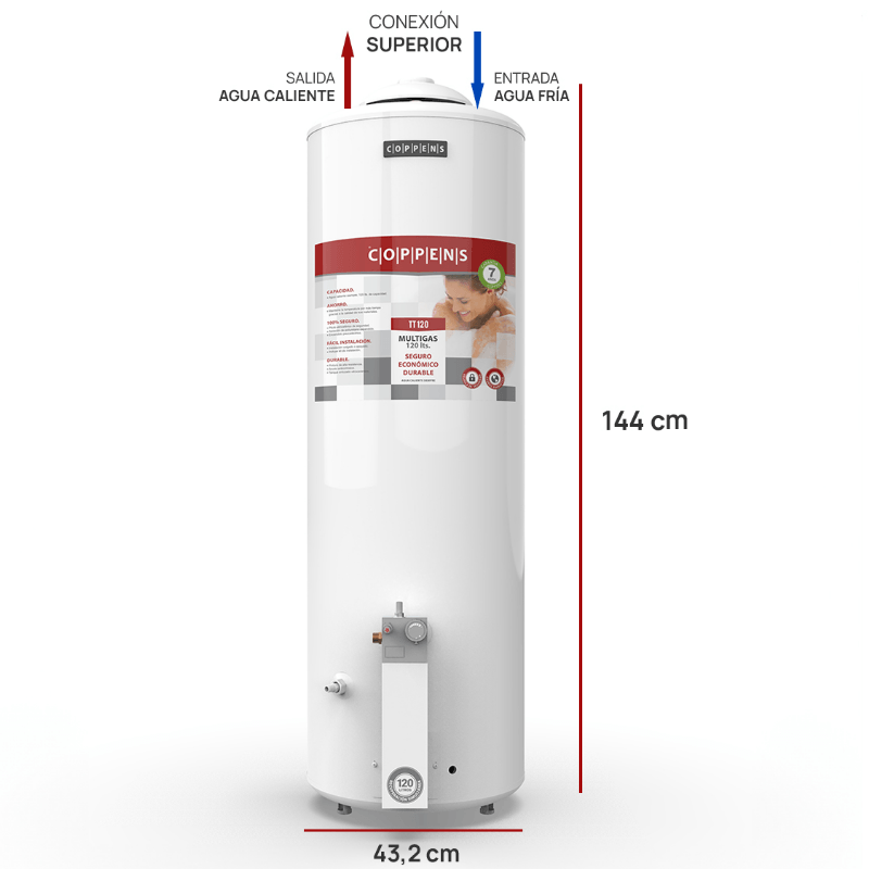 TERMOTANQUE COPPENS 120L MULTIGAS DE PIE