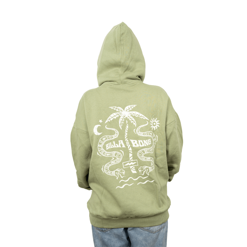 BUZO BILLABONG TIKI SNAKE OVER HOOD VERDE MUJER